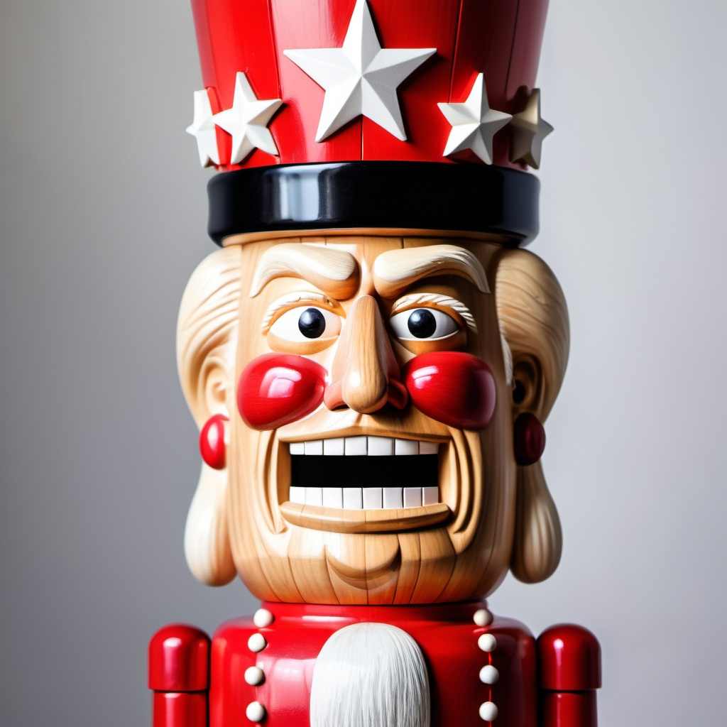 Donald Trump as an insane wooden nutcracker