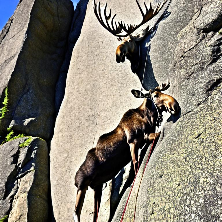moose goes rock climbing | OpenArt