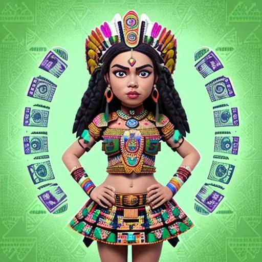 An ornate Aztec Queen, full body, statuesque, huge f... | OpenArt