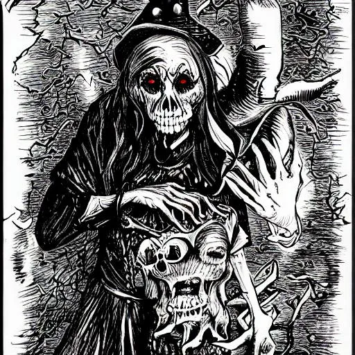 scary Halloween witch eating people's intestines blo... | OpenArt