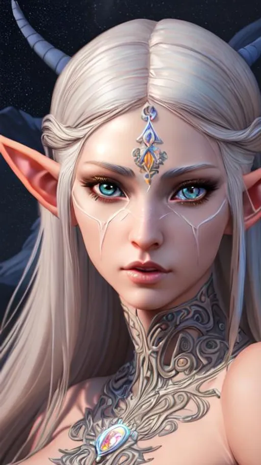 painting of older elf woman with a kind face, fine f...
