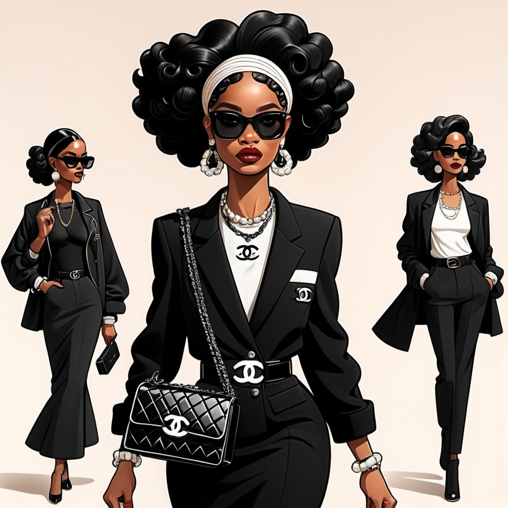 Black cartoon women wearing Chanel