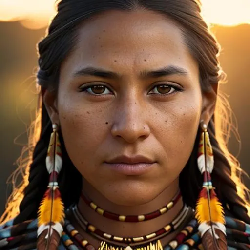 glamor portrait of a native american woman, a highly... | OpenArt