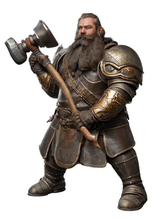 stout dwarf warrior, wielding a sledgehammer, wearin... | OpenArt