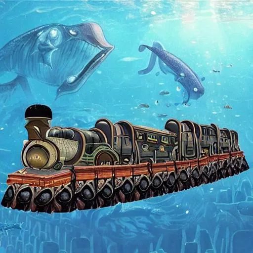 Prehistoric ocean train | OpenArt