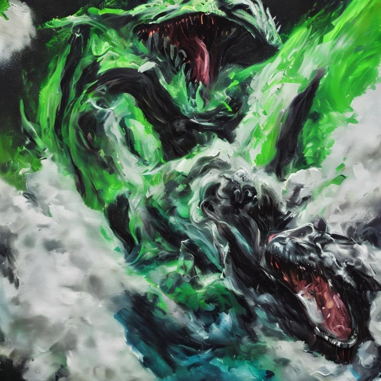 Modern oil painting of a mystical creature screaming... | OpenArt