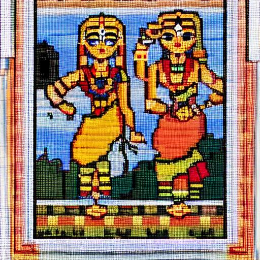 indian folk design pixelated | OpenArt