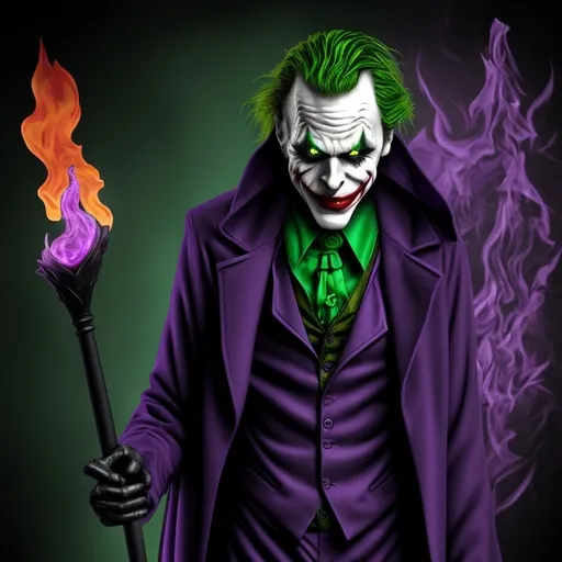 The Joker style grim reaper with purple and green ba...