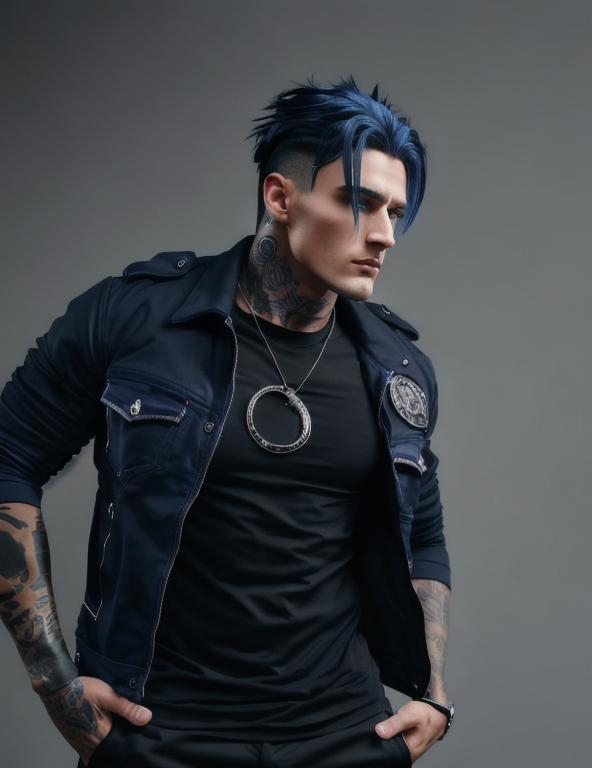 Black Blue Hair Men