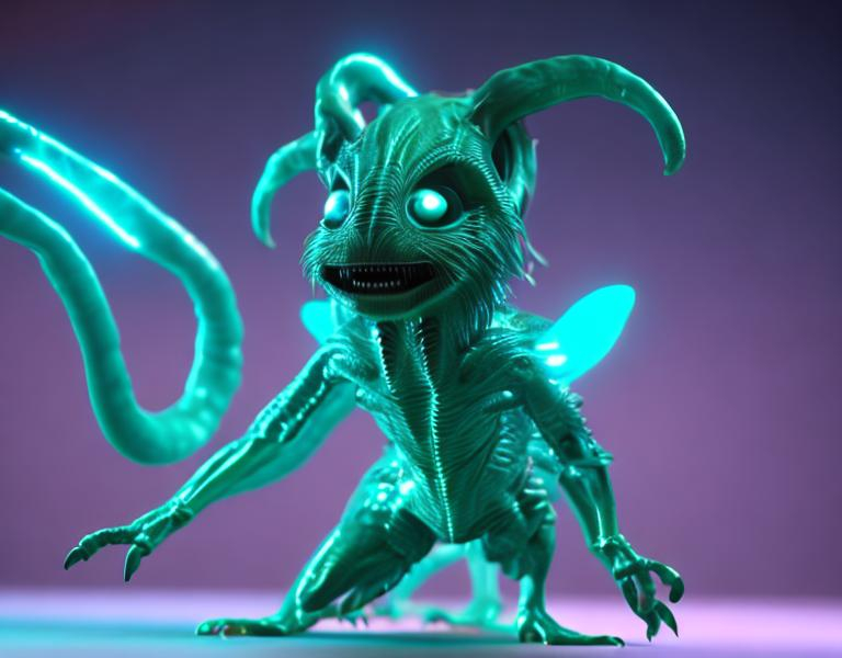 alien rodent, mostly cyan, 6 legs