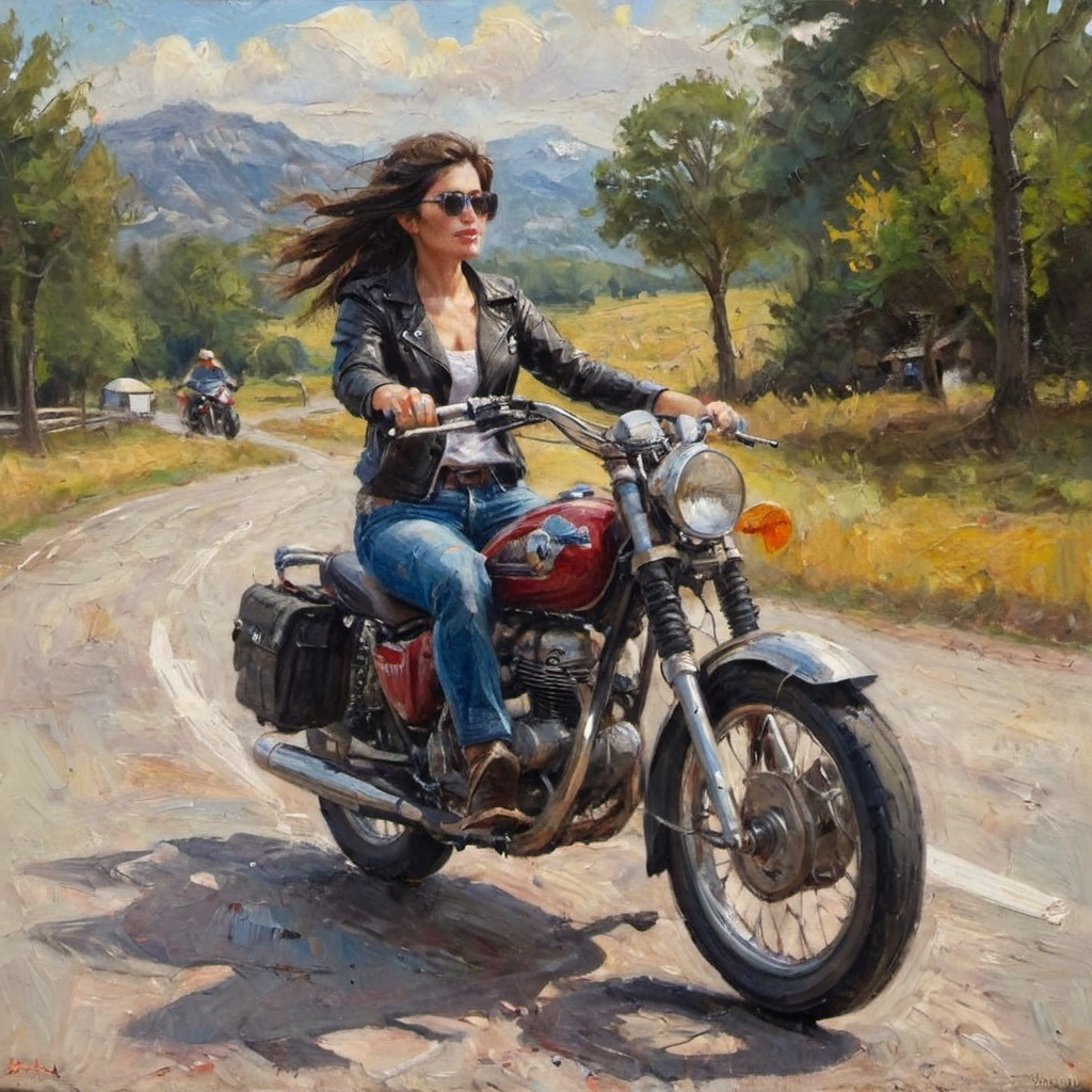 A woman driving a motorcycle
