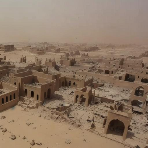 ancient Arabian city in destruction city in sandstor... | OpenArt