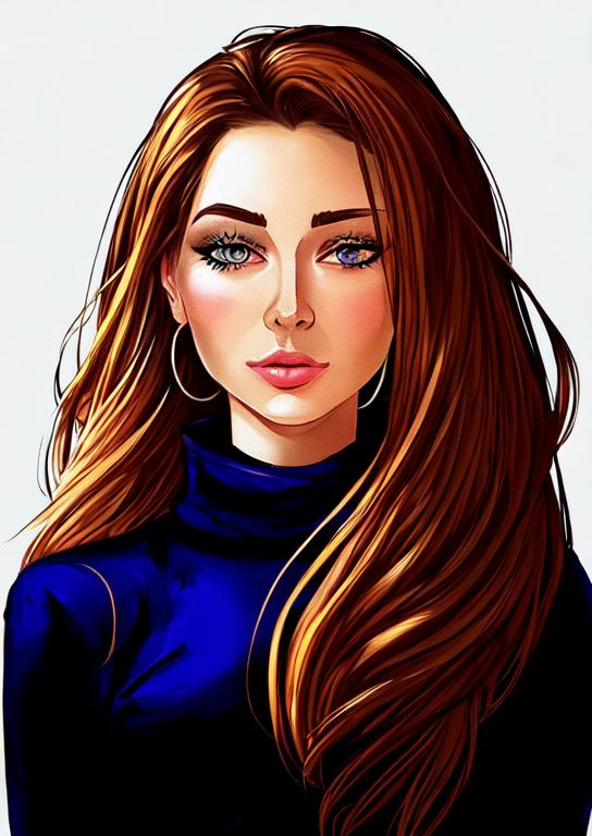 Beautiful woman cartoon portrait | OpenArt