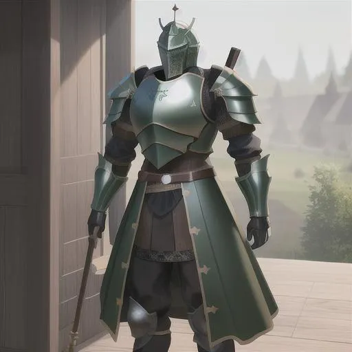 Wooden Knight,Wooden armor with green accents,Dark F... | OpenArt