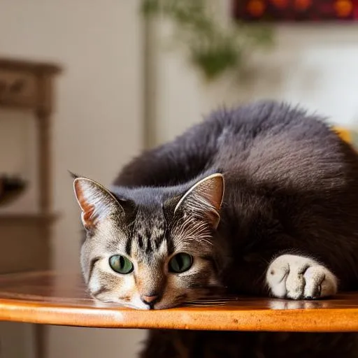 A cat sitting on a table | OpenArt