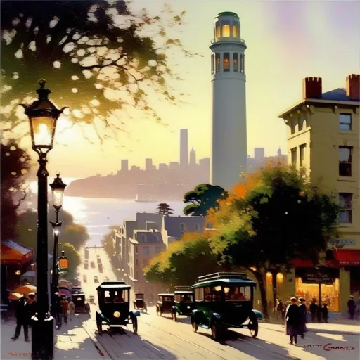 coit tower art by Edouard Cortes