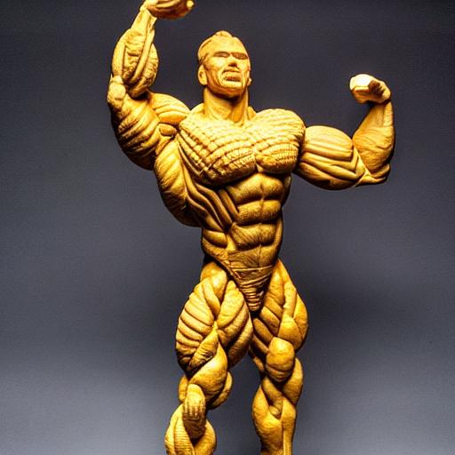 Sculpture of a bodybuilder flexing made entirely fro... | OpenArt
