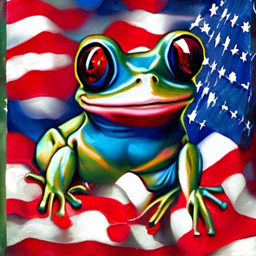 a humanoid frog with a patriot hat, American flag an... | OpenArt