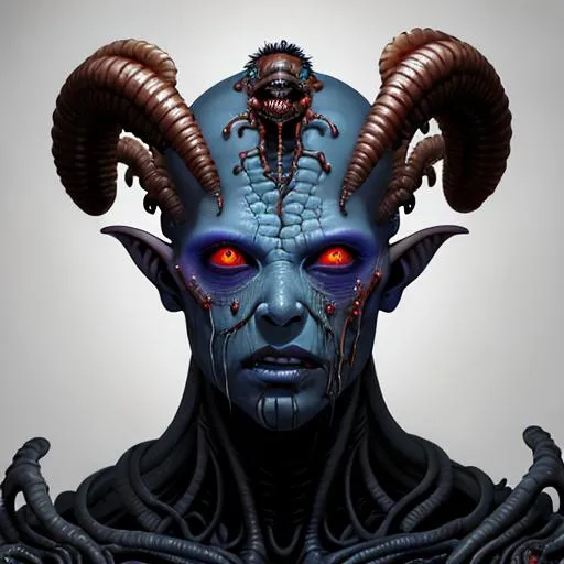 low-angle close-up portrait of a god-of-death-alien-... | OpenArt