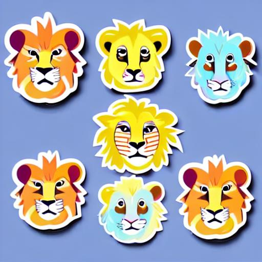 Die-cut sticker, Cute lion character sticker, white... | OpenArt