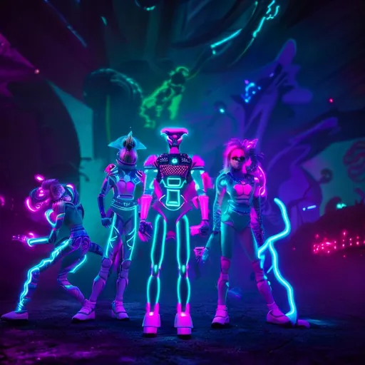 Hypnotic illustration of a group of Aliens, standing...