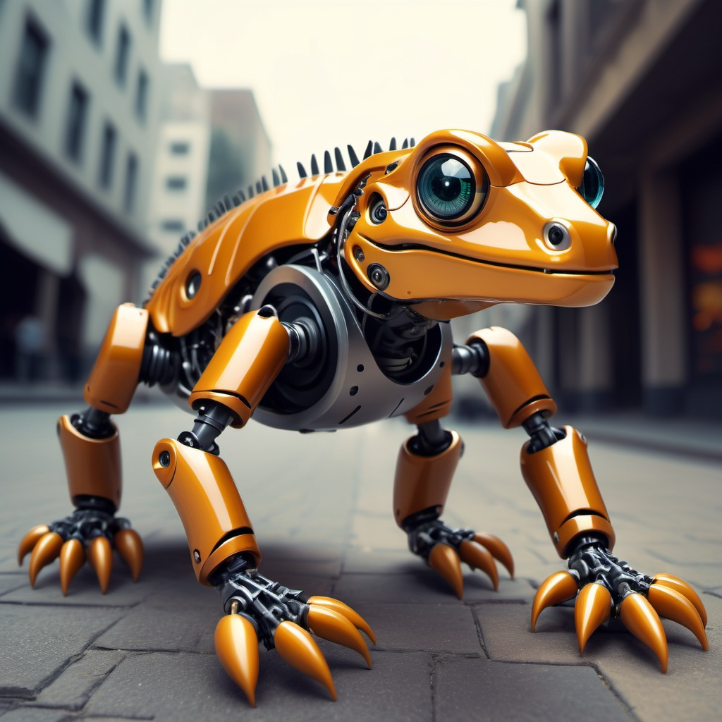 make a photo of robot lizard