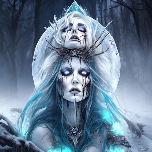 Broken Ice goddess, fallen from grace, undead, zombi...