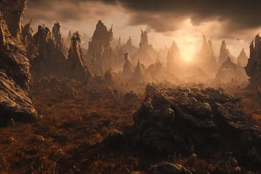 dark grim alien landscape, Intriguing, Dark Paradise...
