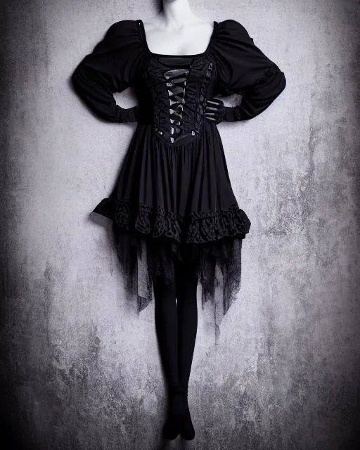 professional product photo of a black gothic dress,... | OpenArt