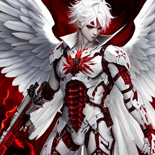 A cool looking male black and red angel ready to go... | OpenArt