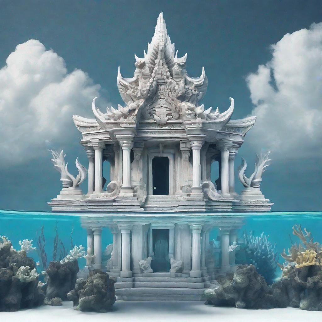 Underwater Temple on a White Backround
