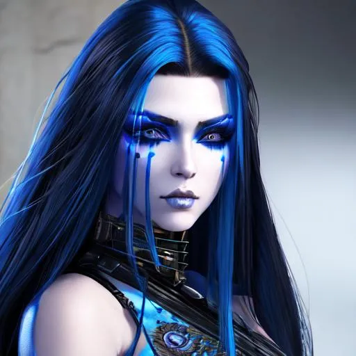 A very tall long haired brunette cyberpunk warrior q... | OpenArt A very tall long haired brunette cyberpunk warrior q... | OpenArt