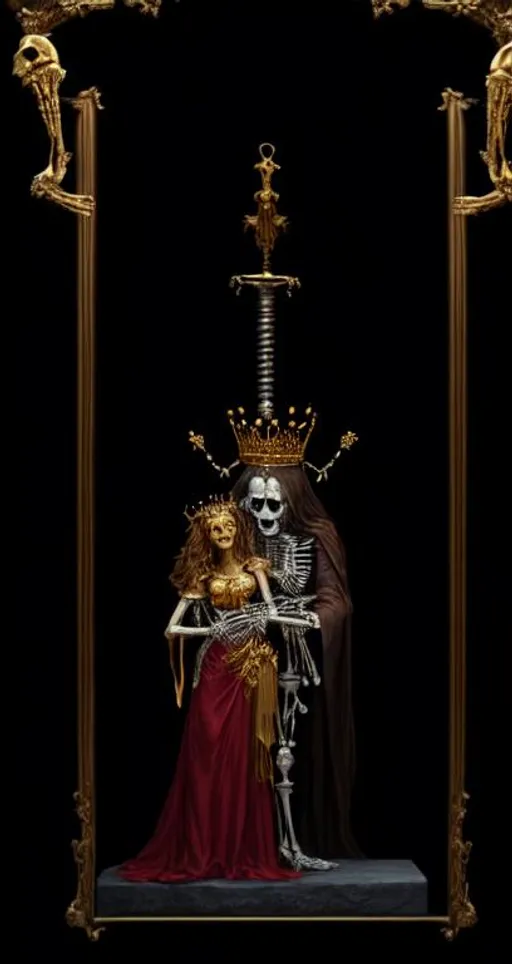 A large sculpture that consists of a human skeleton... | OpenArt