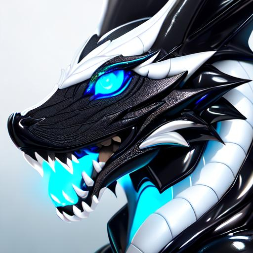 headshot of a smooth black latex textured dragon wit... | OpenArt