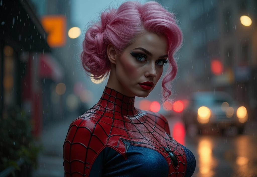 Spiderman dressed as A hyper realistic flawless 25-y...