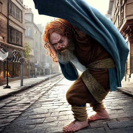 Hyper realistic lord of the rings dwarf break dancin...