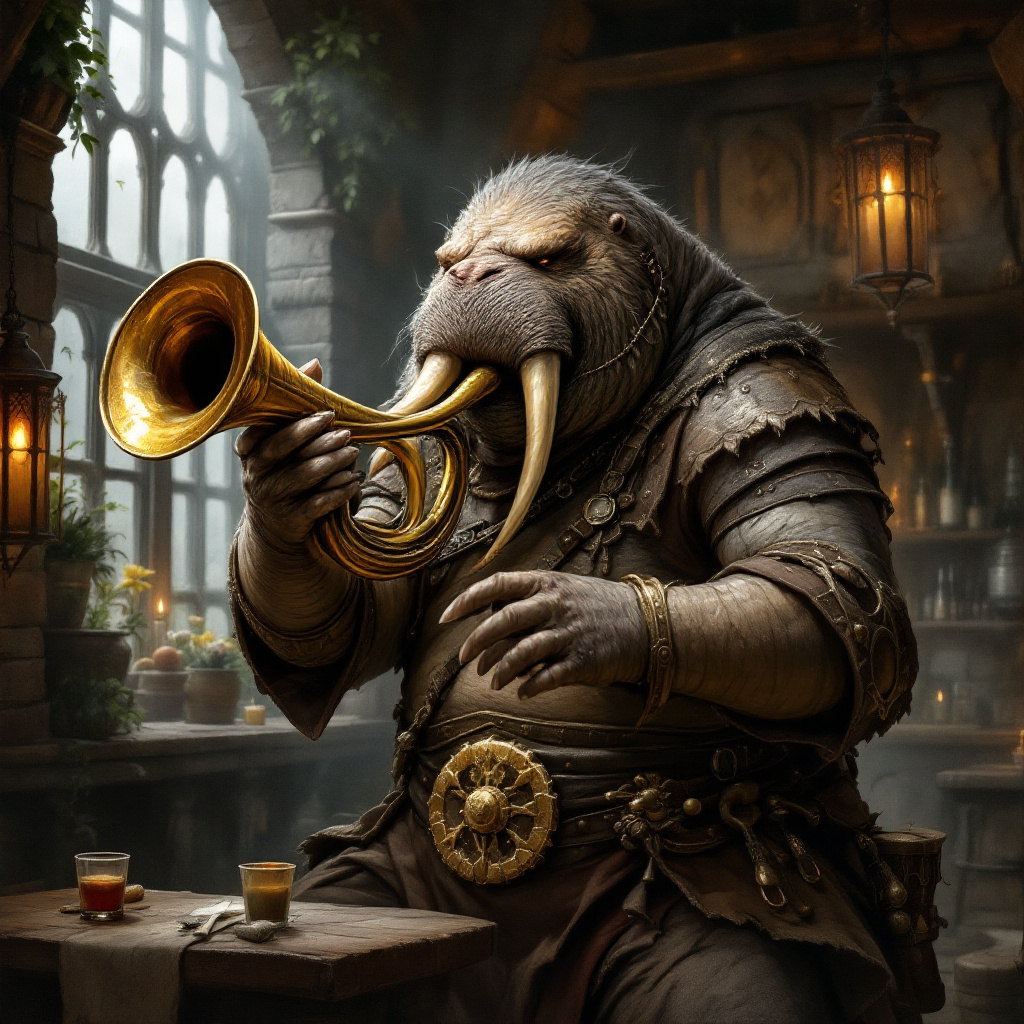 dungeons and dragons style Anthropomorphic Walrus ba...