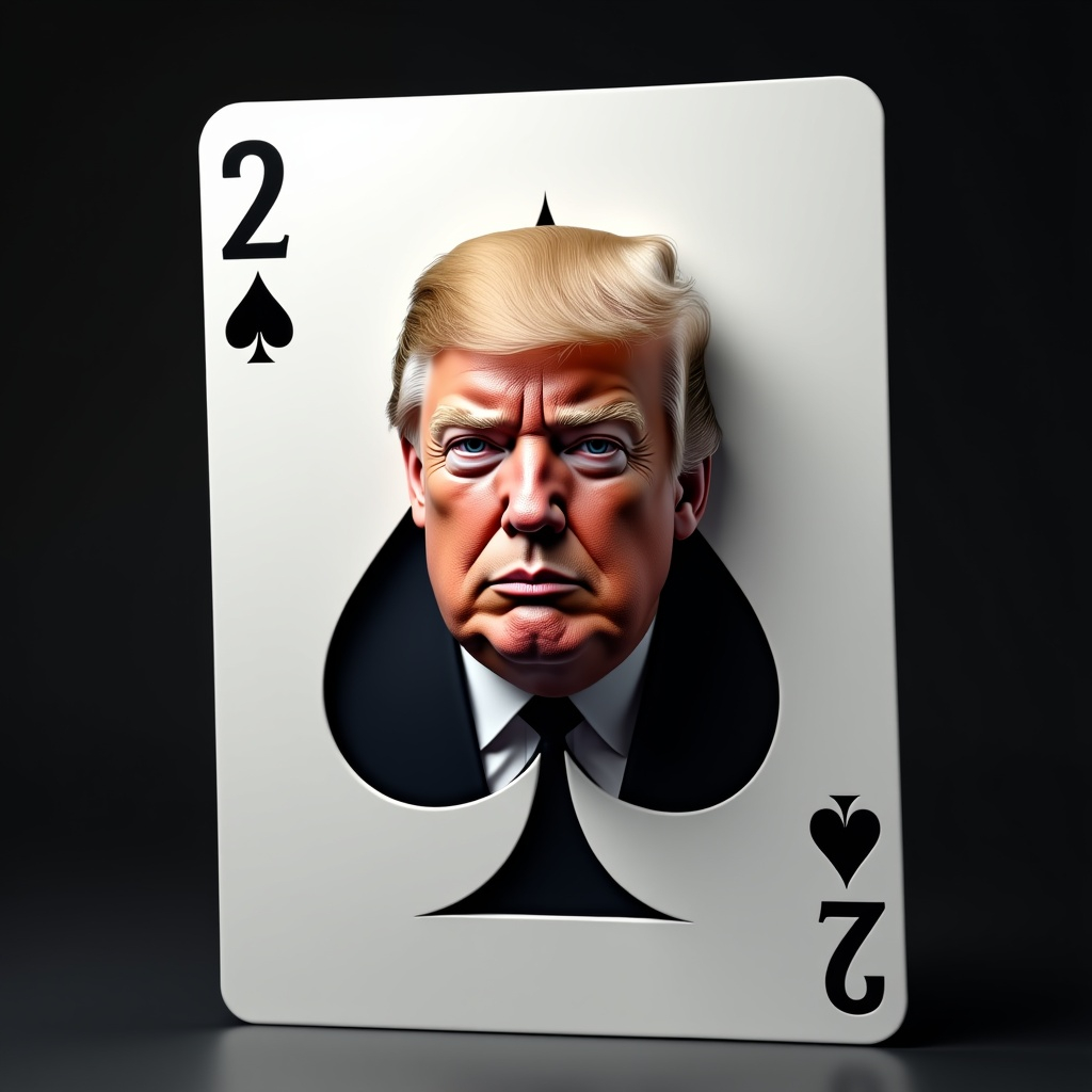 Create a hyper-realistic image of the 2 of spades pl...