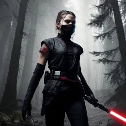 Hyper detail portrait of a young woman Sith lord, co...