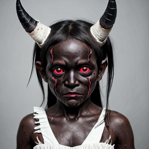 FUlly black demon with white eyes with human flesh... | OpenArt
