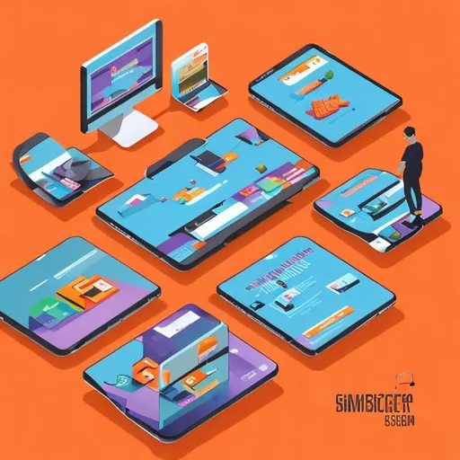 isometric website design illustration on multiple sc...