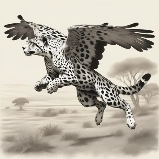 jaguar with the wings of a peregrine falcon running...