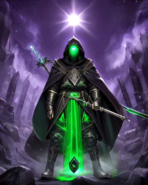 Old Crippled Man Using Magic, Green Glowing Eyes, Da... | OpenArt