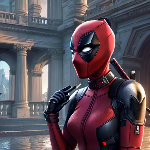 Deadpool and Harley Quinn margot robbie weapons and... | OpenArt