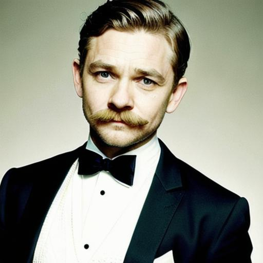 Martin Freeman with a vintage moustache as a medical... | OpenArt