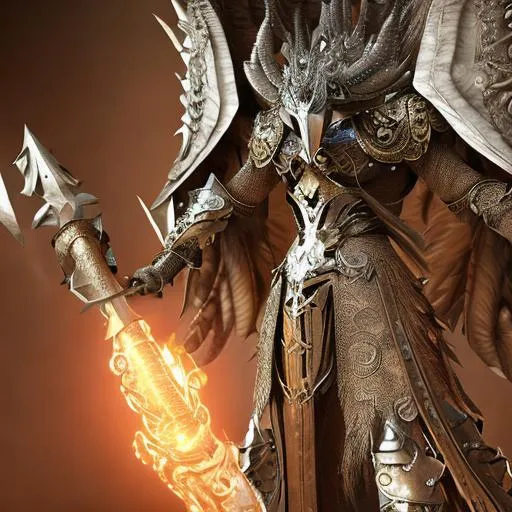 Anthropomorphic majestic garuda knight, portrait, fi...