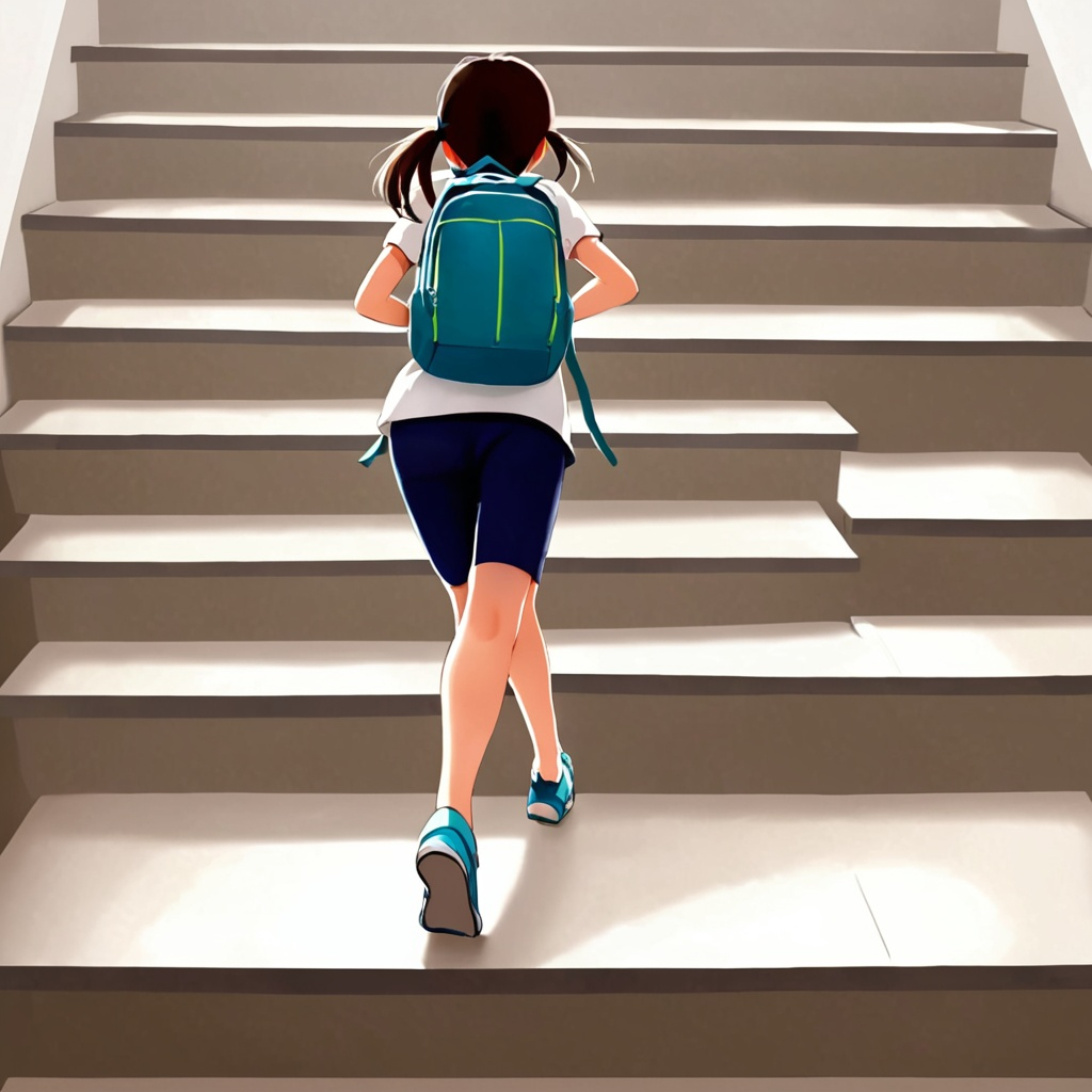 Girl climbing stairs Discipline success