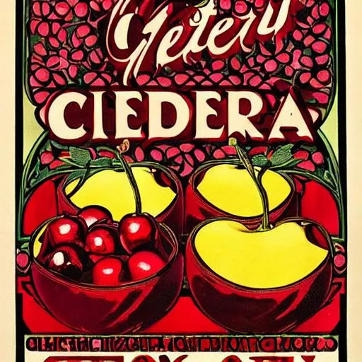 Ad, cherry, cherries, art nouveau, fruit plate, art... | OpenArt