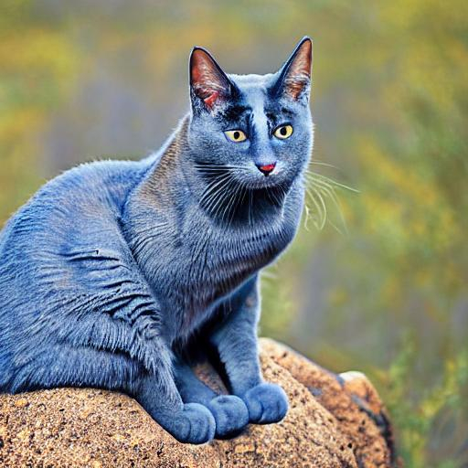 Blue realistic cat, With golden rose eyes and standi... | OpenArt