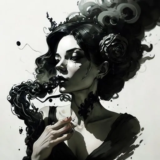 Yoshita kaamono style art, fresh colors, smoking | OpenArt